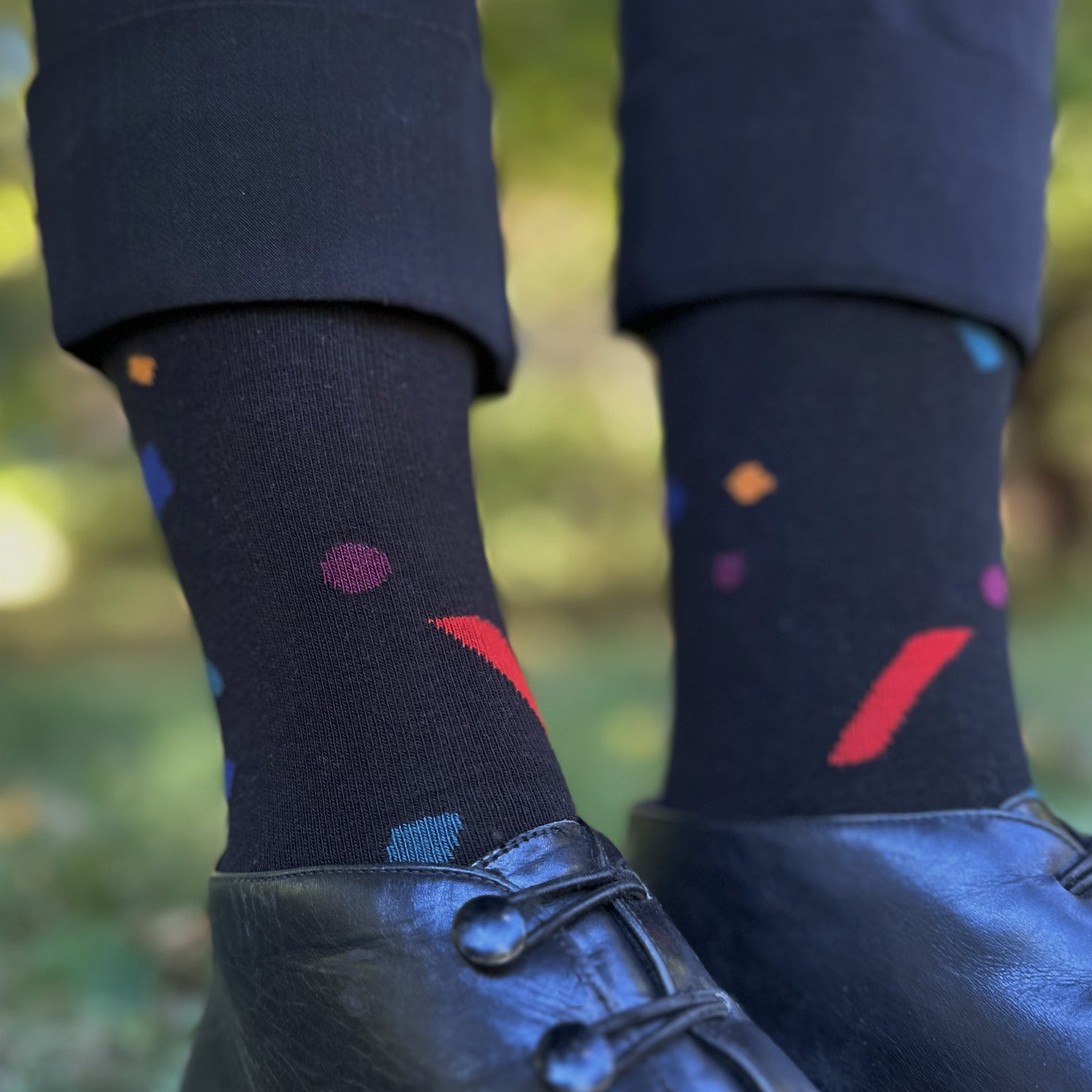 Made in USA – CONFETTI socks (S/M) - black + paprika