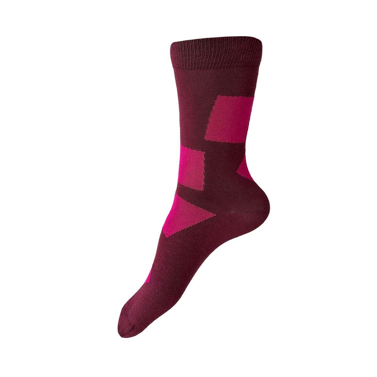 Made in USA – SQUARE socks (S/M) – burgundy + magenta