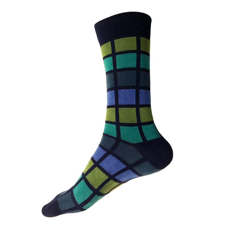 MADE IN USA – Men's XL 14-18 Geometric Socks – Navy + Green